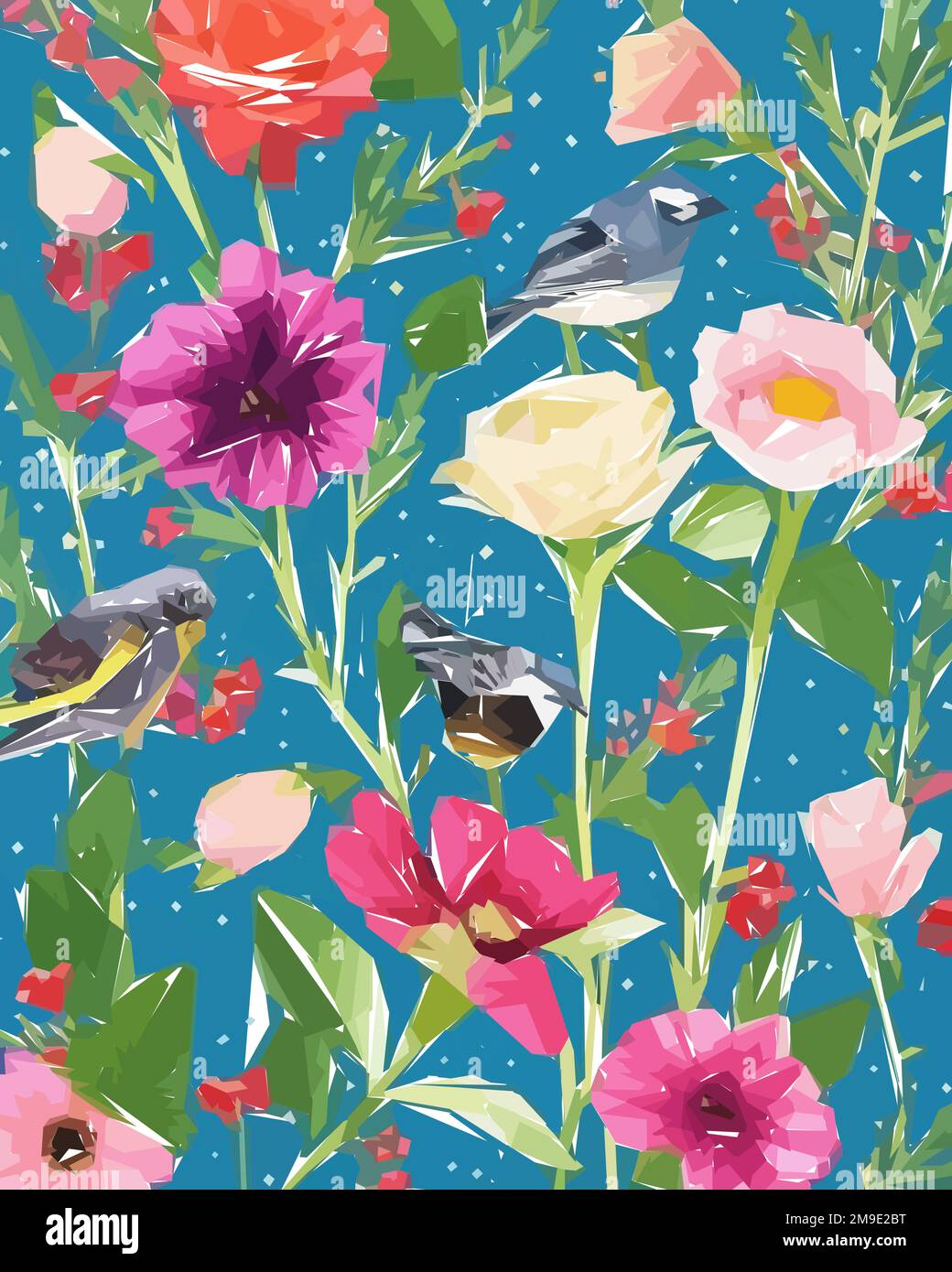 Colorful flowers, plants and leaves. Vector illustrations of flower and ...