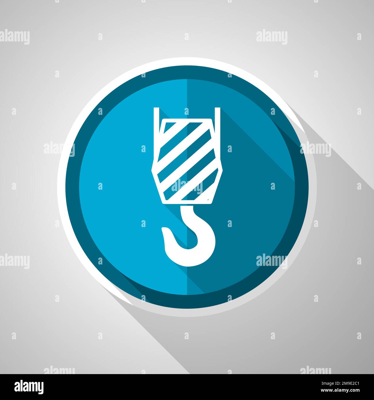 Crane hook symbol, flat design vector blue icon with long shadow Stock ...