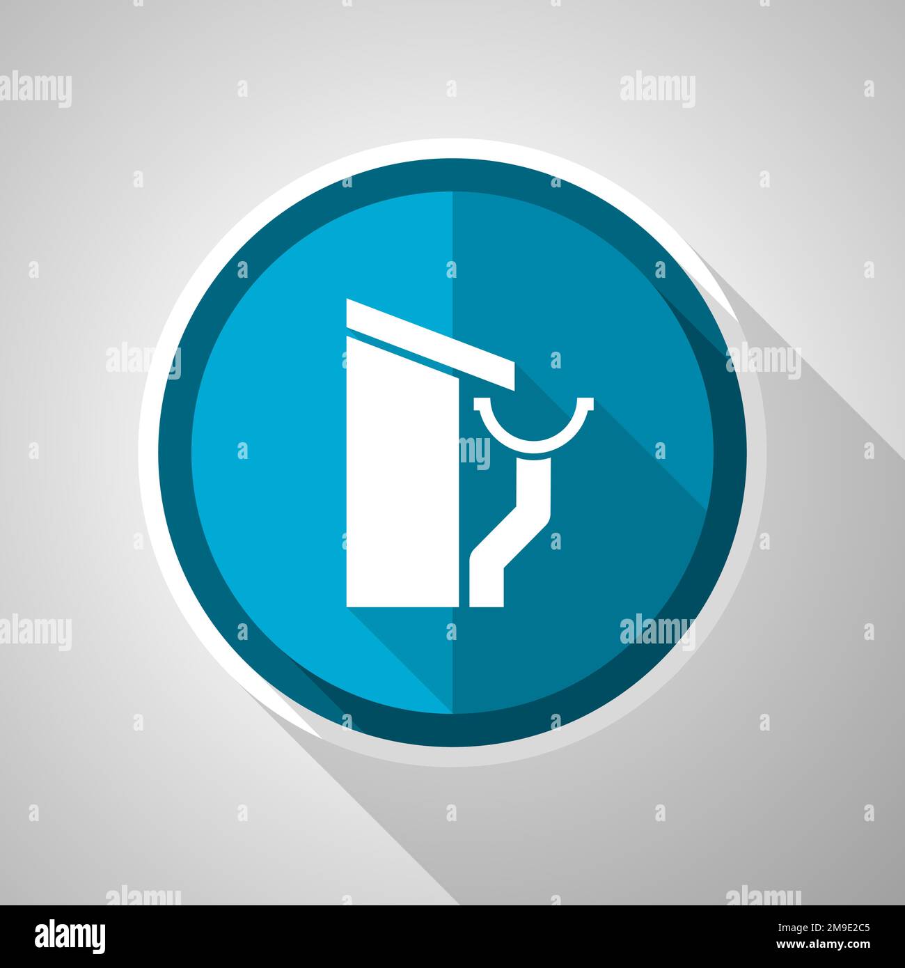 Roof and gutter, guttering home symbol, flat design vector blue icon ...