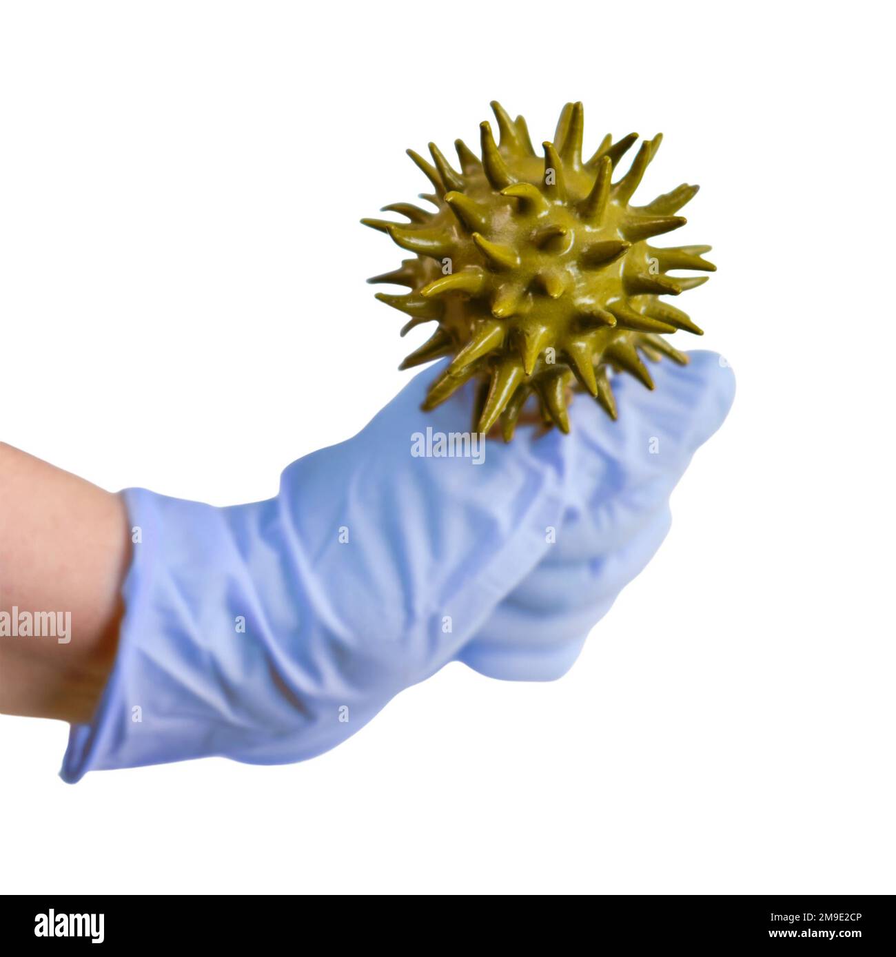 The fight of doctors with coronavirus, concept, isolated on a white ...