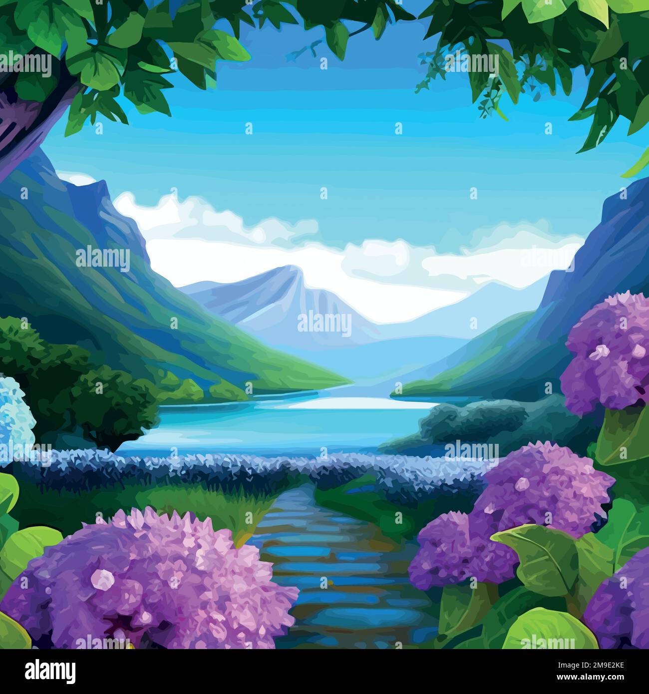Winter mountain valley background cartoon Stock Vector Images - Alamy