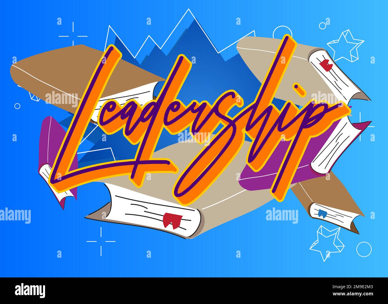 Leadership word on a book, cartoon vector illustration Stock Vector ...