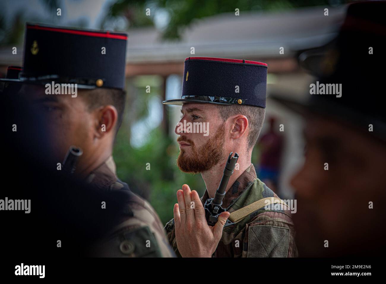 U.S. forces and French soldiers participate in the closing ceremony ...