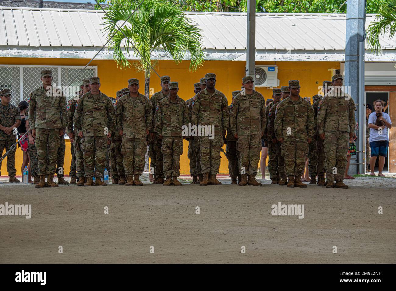 U.S. forces and French soldiers participate in the closing ceremony ...