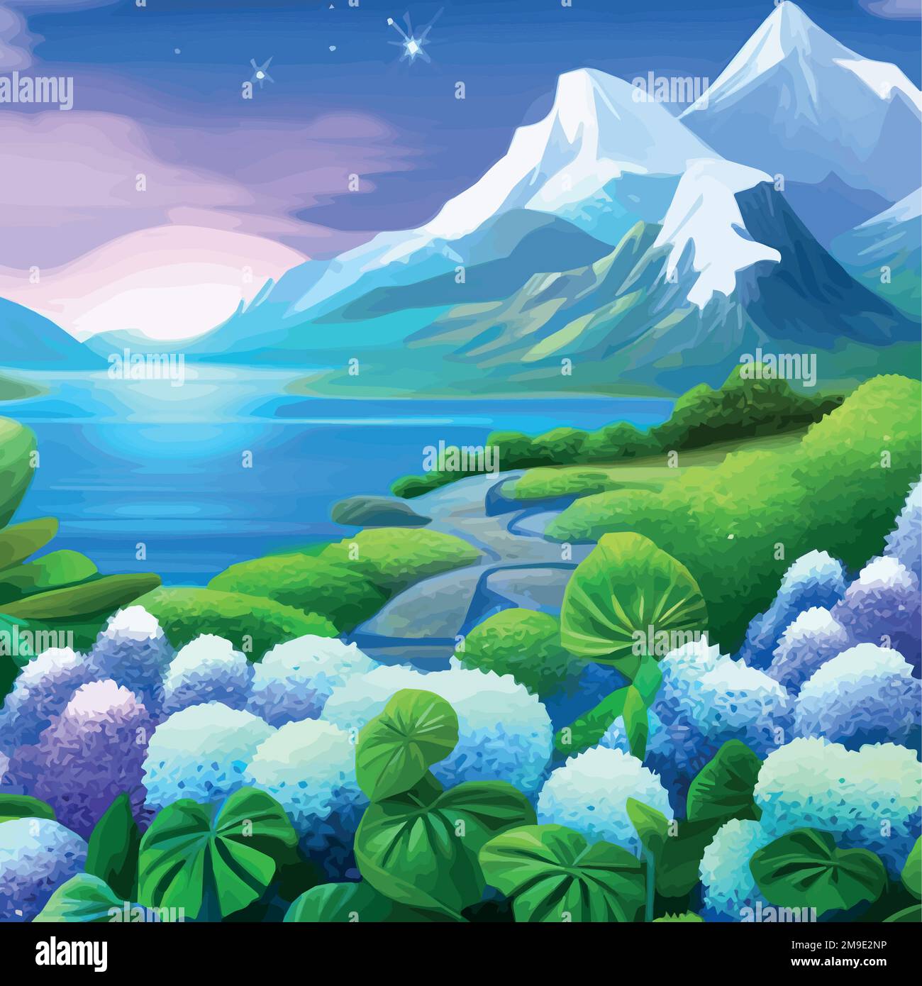 Trees and lawn beautiful Stock Vector Images - Alamy