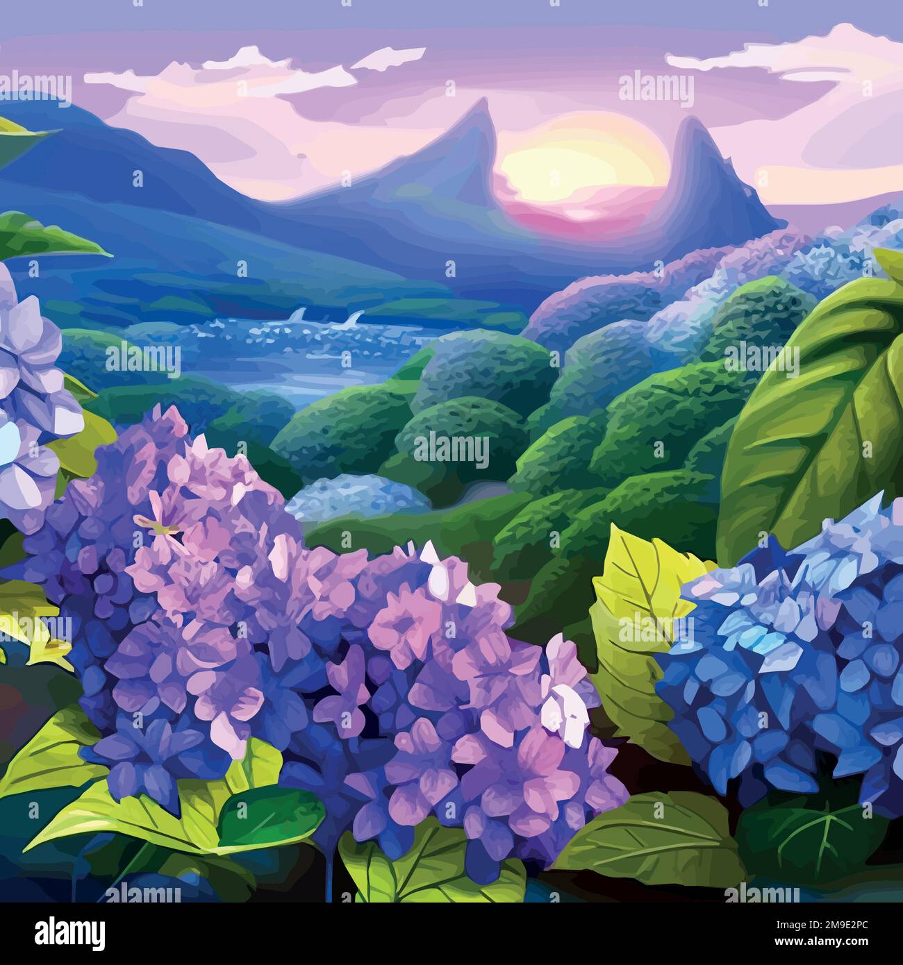 Purple mountain flower Stock Vector Images - Alamy