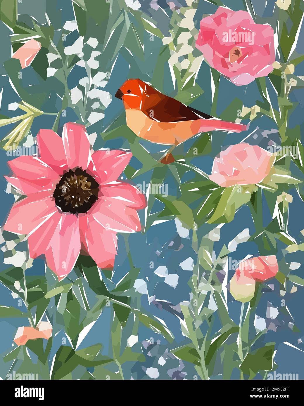 Colorful flowers, plants and leaves. Vector illustrations of flower and ...