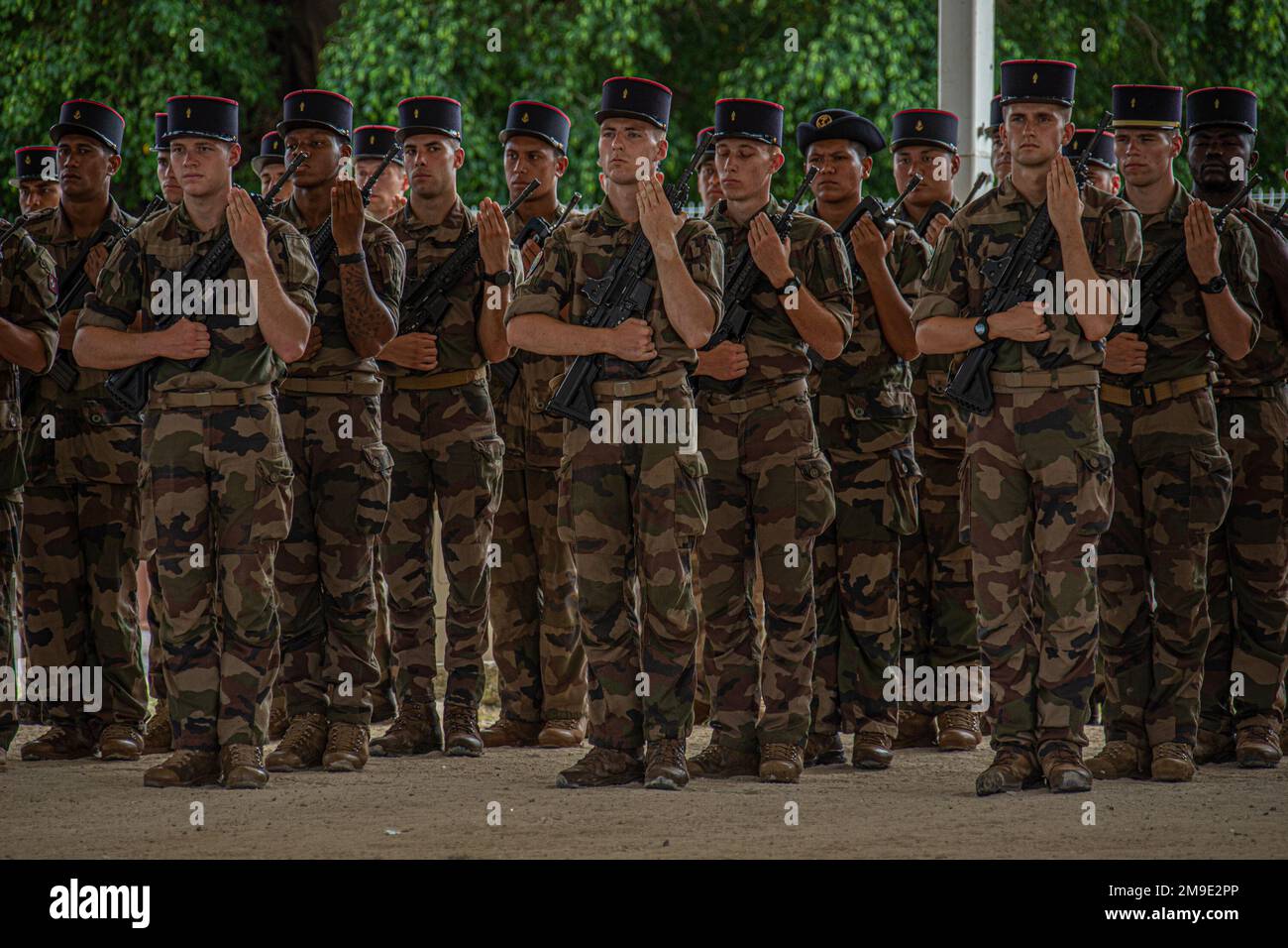 U.S. forces and French soldiers participate in the closing ceremony ...