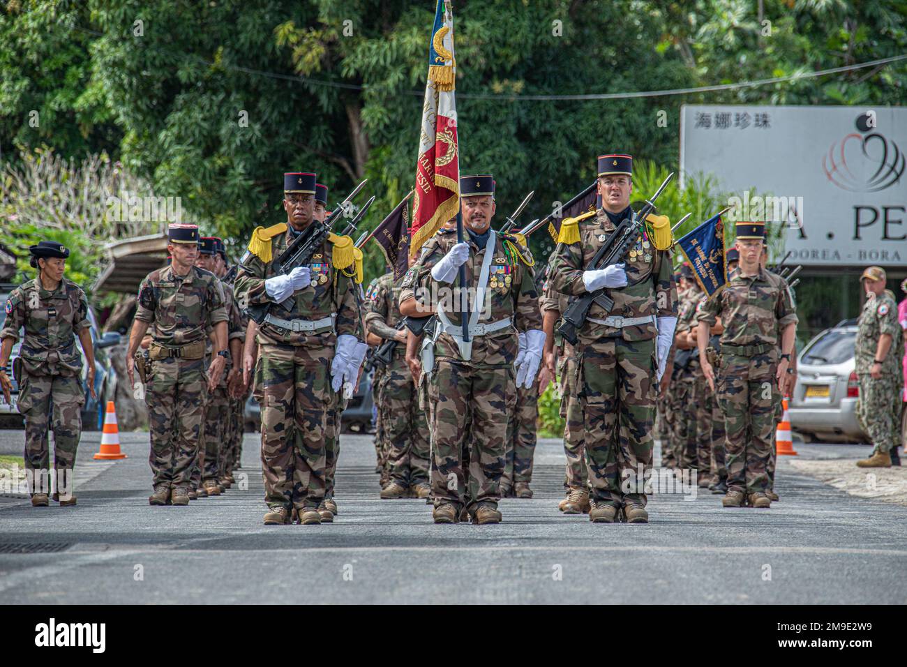 U.S. forces and French soldiers participate in the closing ceremony ...