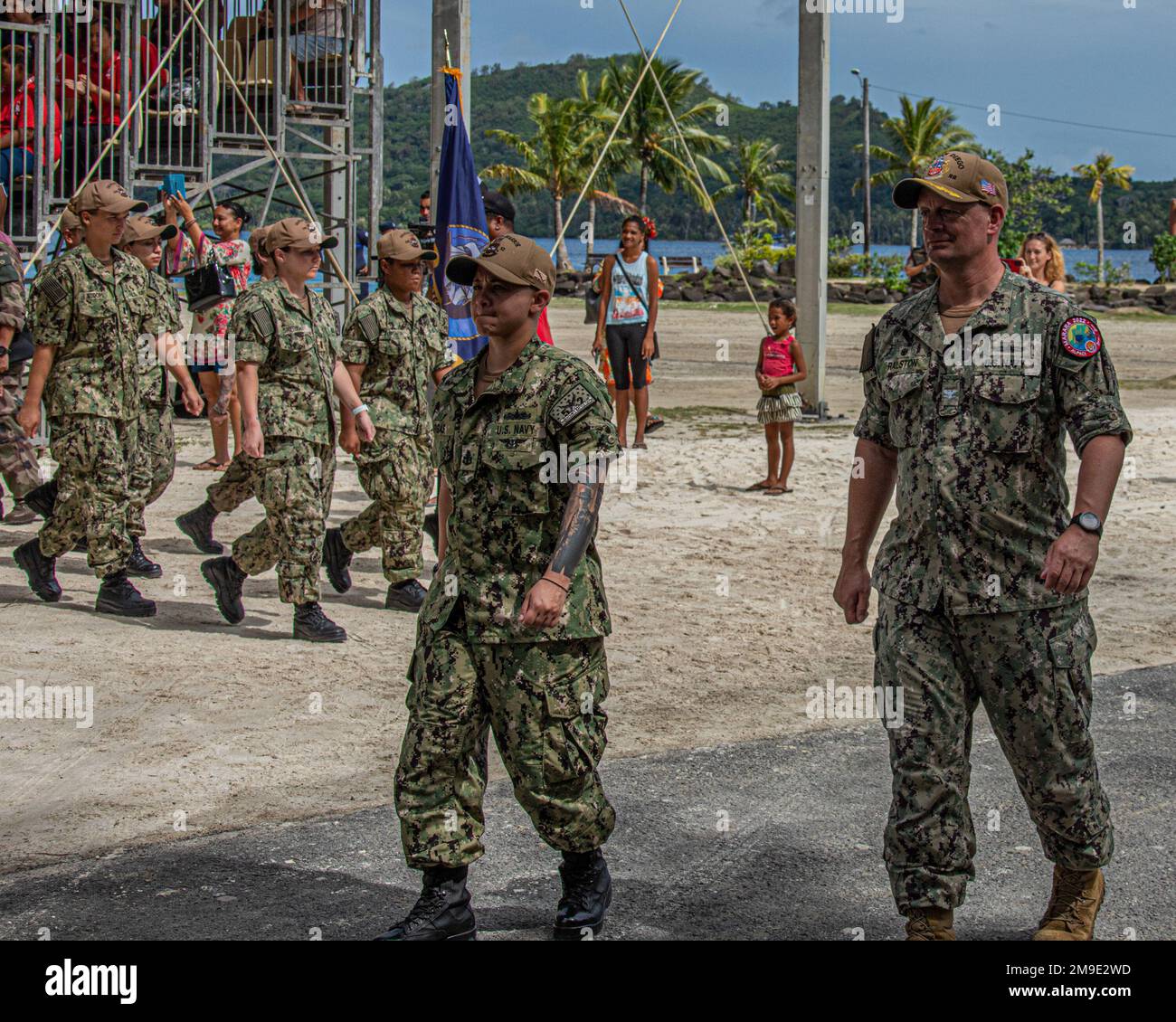 U.S. forces and French soldiers participate in the closing ceremony ...