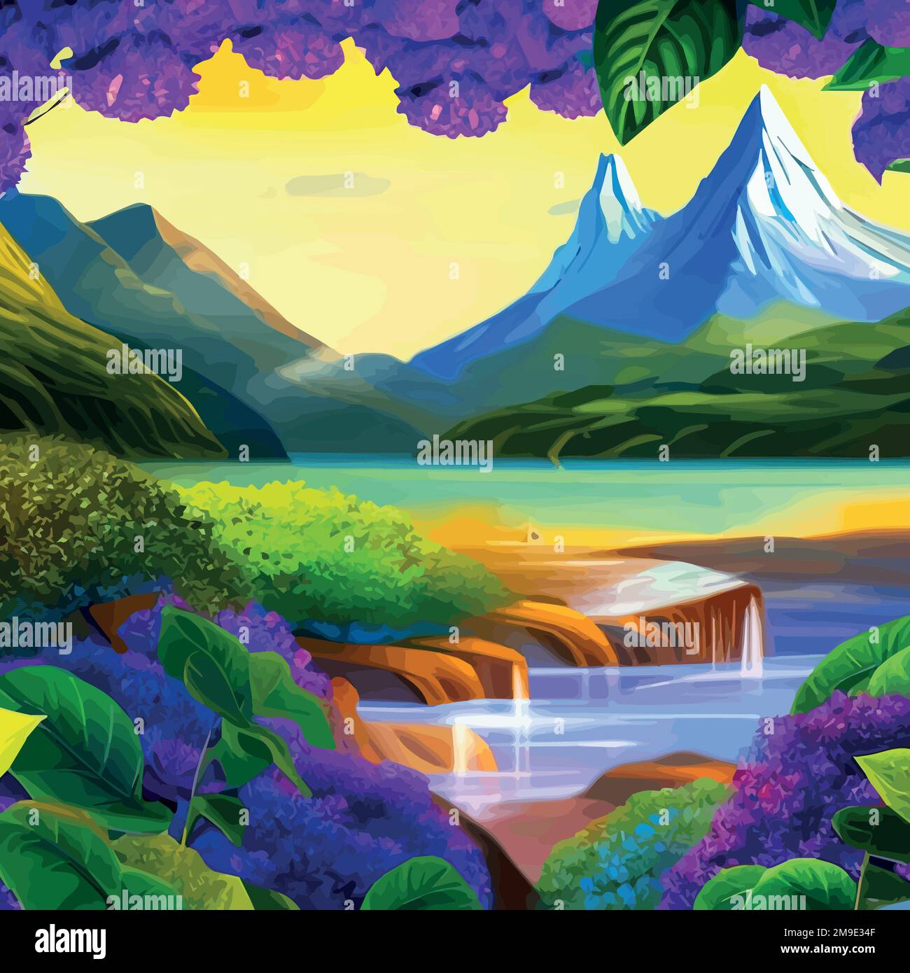 Illustration simple cute cartoon mountain Stock Vector Images - Alamy