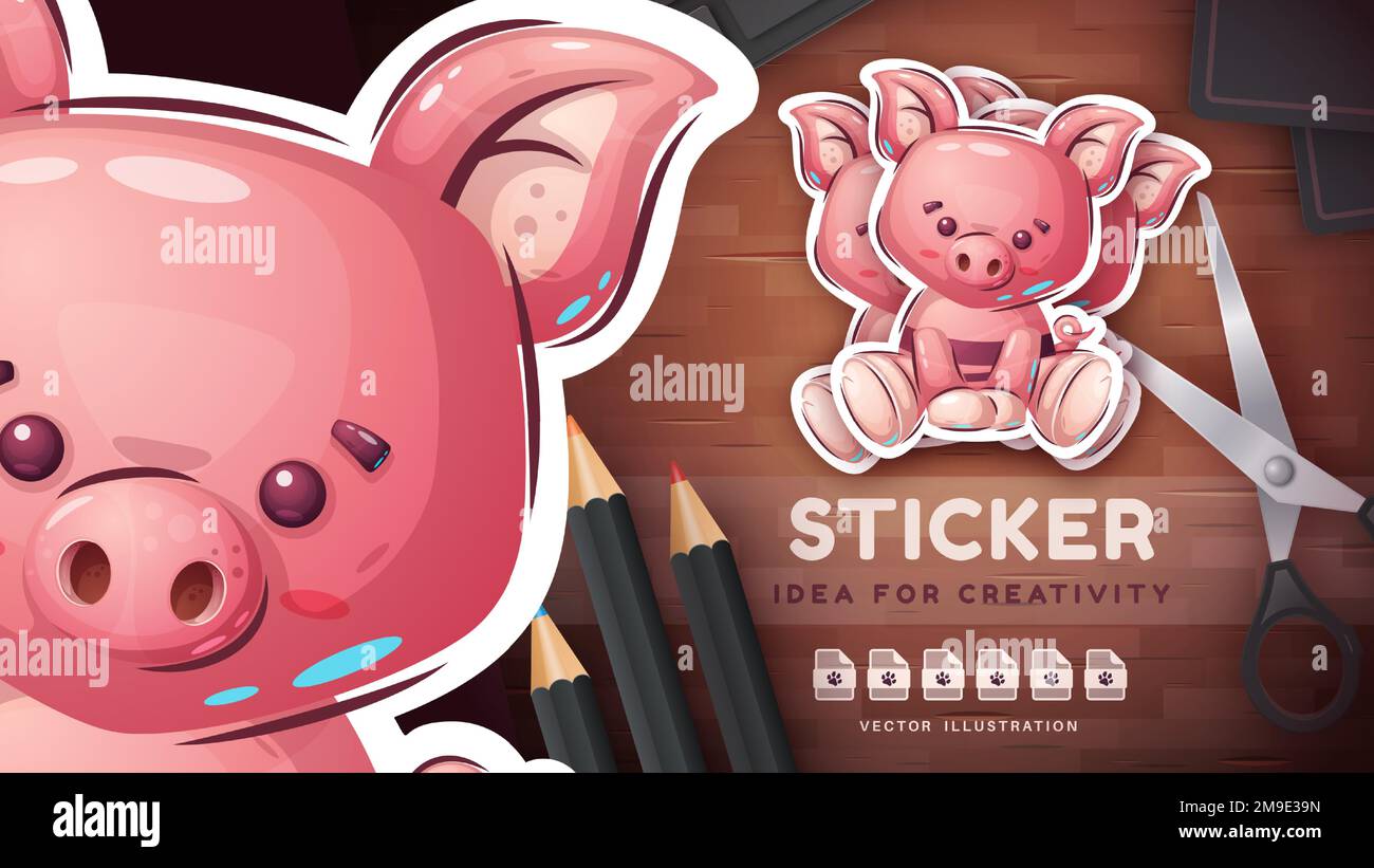 Seamless pattern cartoon character adorable pig, pretty animal idea for ...