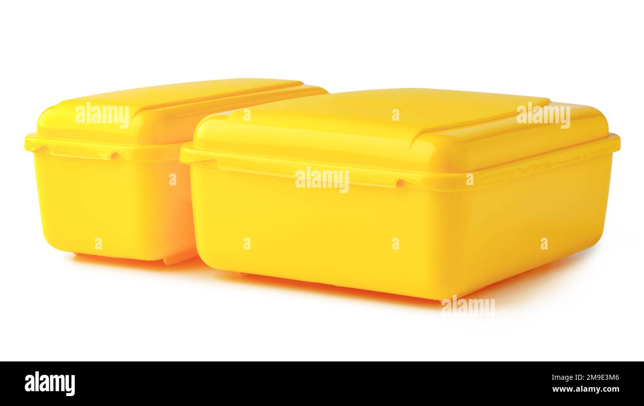 Empty food container isolated on white background Stock Photo - Alamy