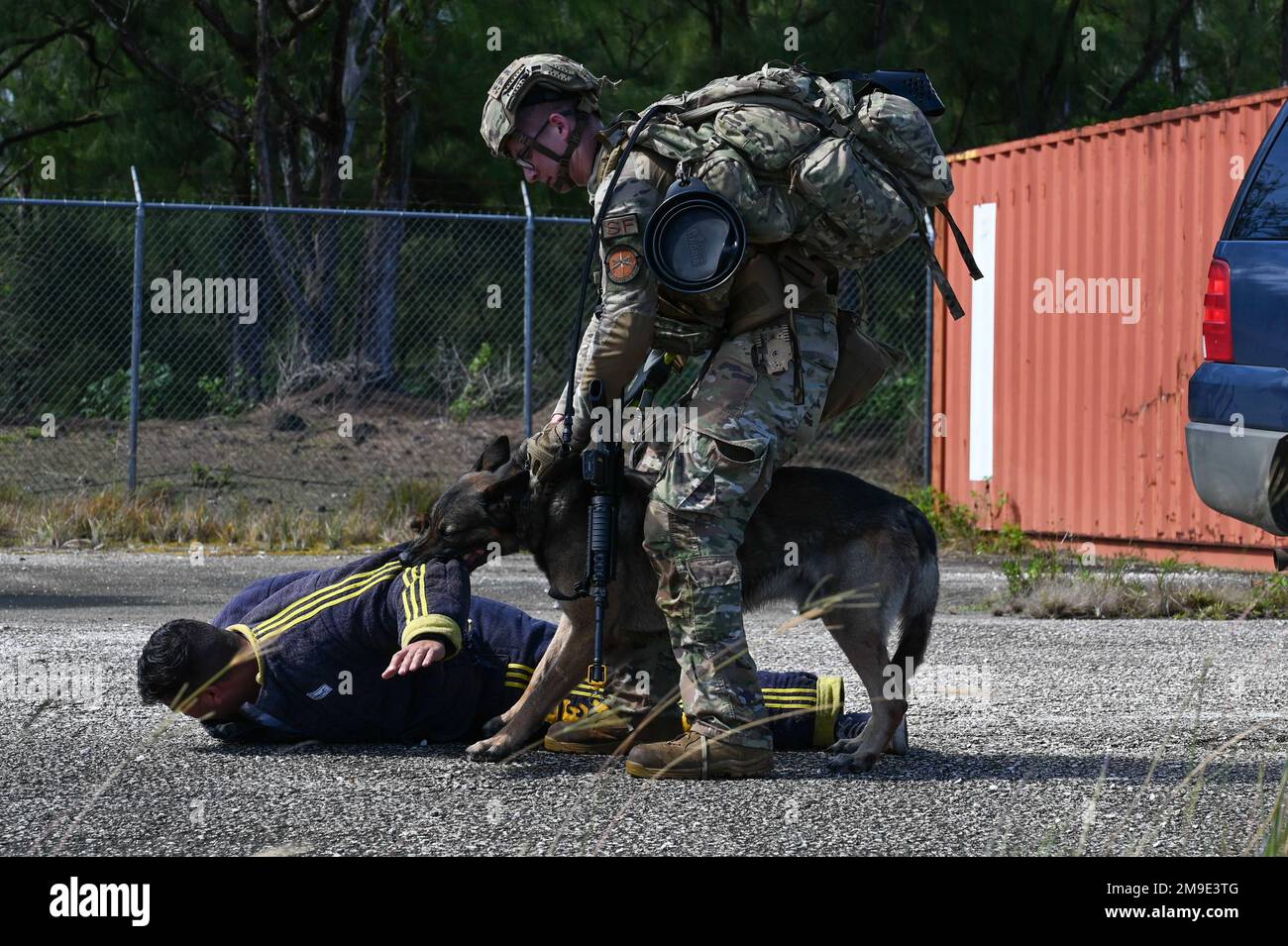 U.S. Air Force Staff Sgt. Tyler George, military working dog handler ...