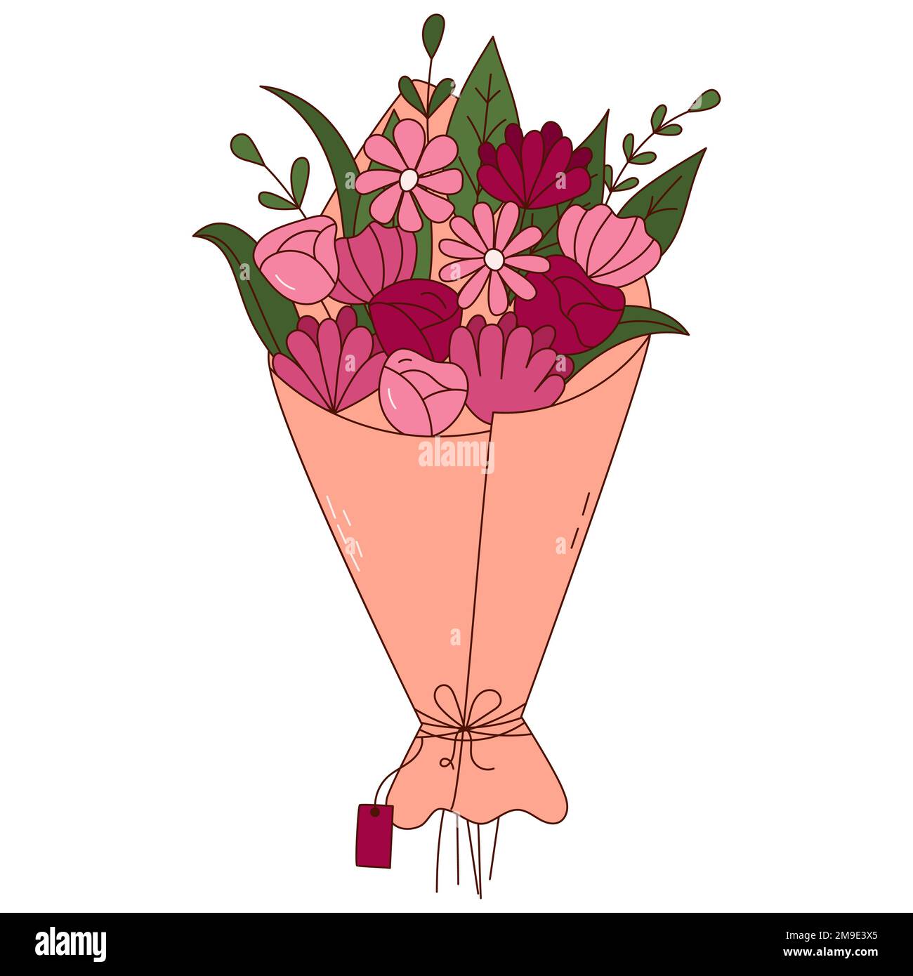 Hand drawn bouquet of flowers for Valentine day. Design elements for ...