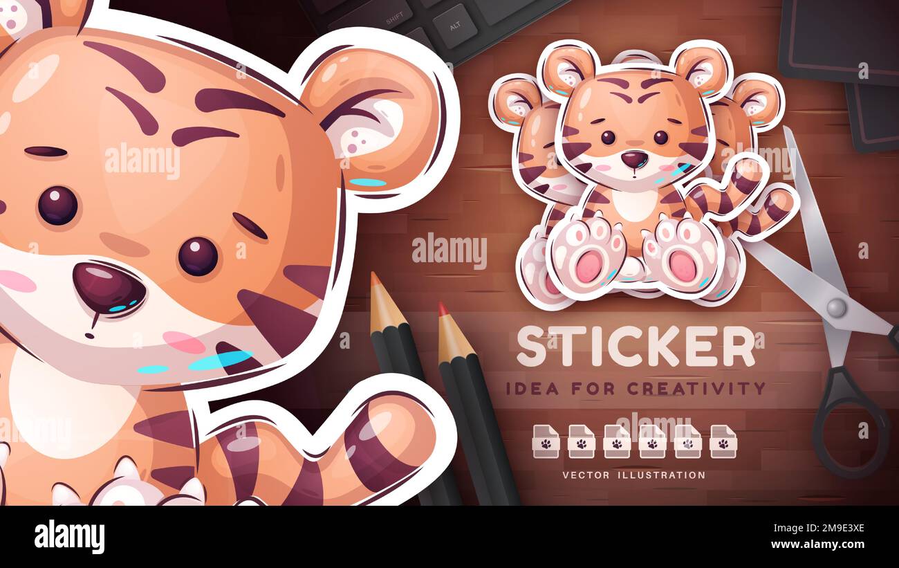 Cartoon character adorable tiger, idea for print t-shirt, poster and ...