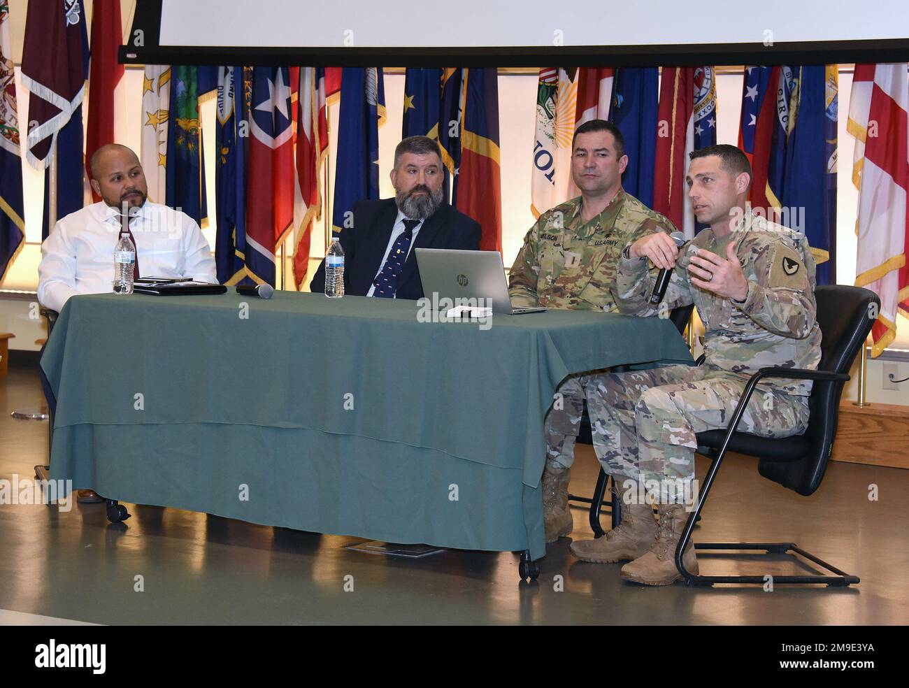 Master Sgt. Wesley Ladlee, right, speaks May 18 during a panel ...