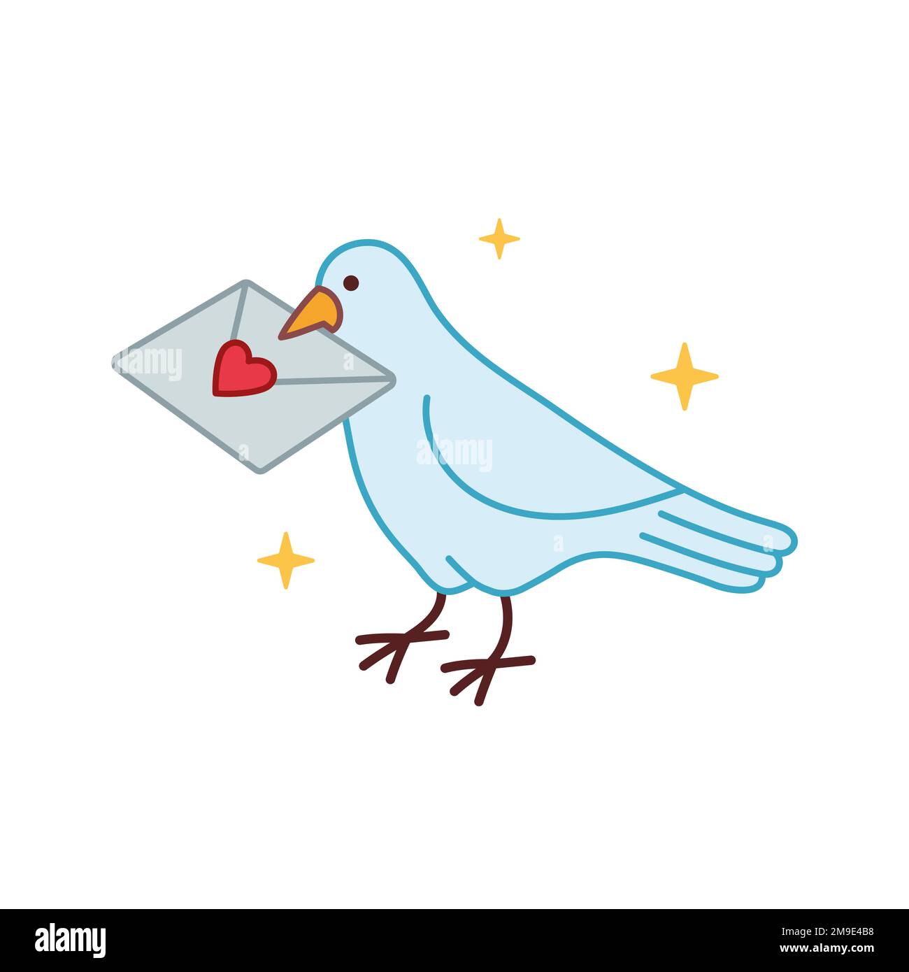 Carrier pigeon with a letter in its beak. Love Letter envelope sent by ...