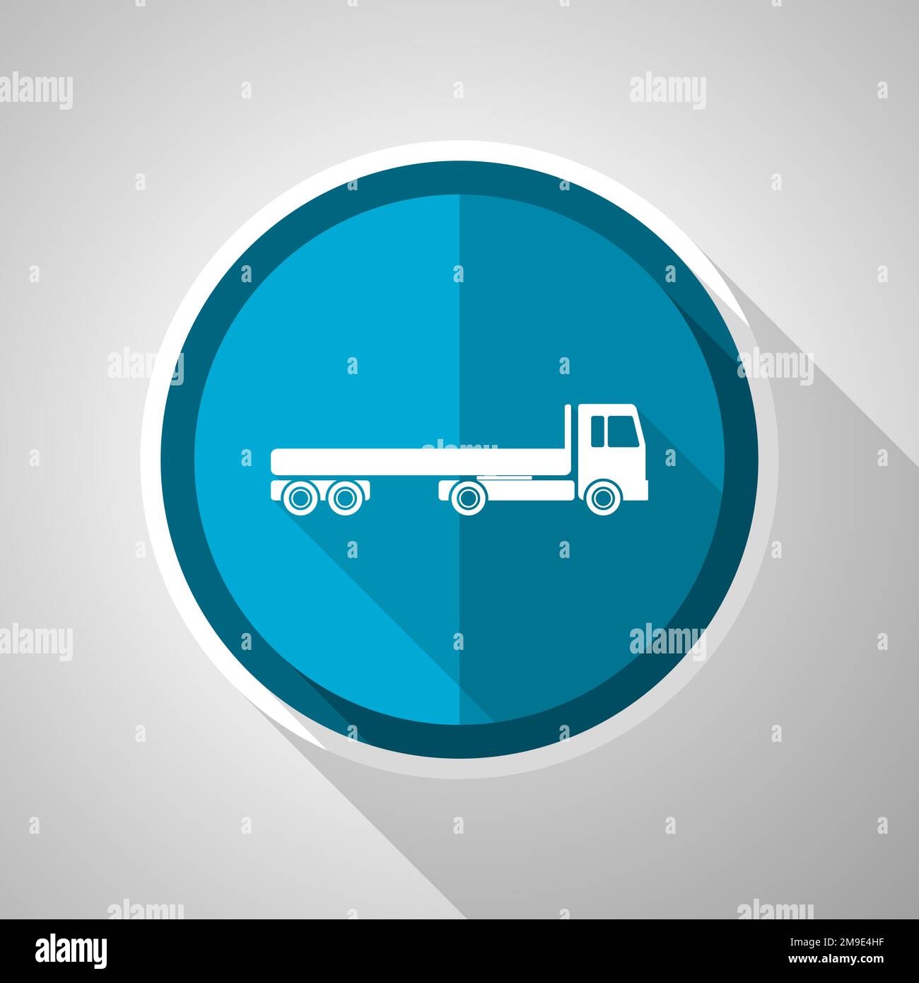 Truck with long semi trailer, transport symbol, flat design vector blue ...