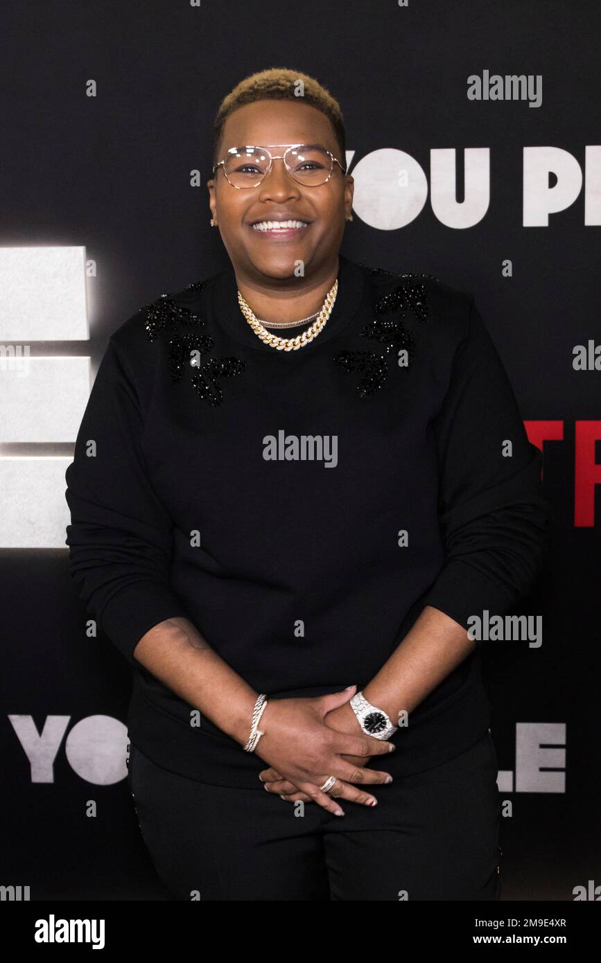 Sam Jay arrives at the premiere of Netflix's "You People" on Tuesday ...