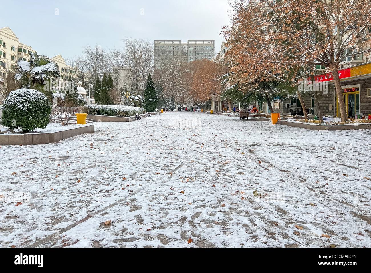 The first snow of the new year fell in Zhengzhou City, central China's ...