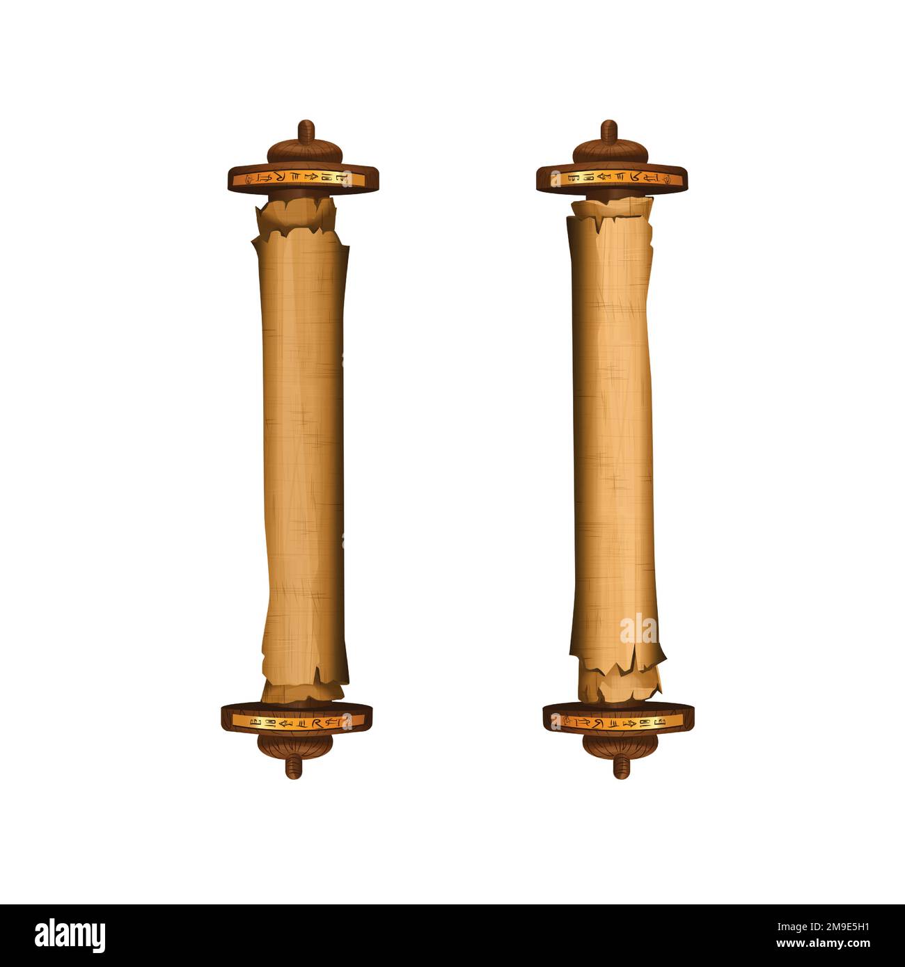 Ancient Egypt papyrus scrolls with wooden rods cartoon vector ...