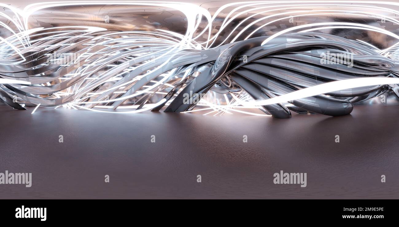 360 degree full panorama environment map of abstract glowing curve ...