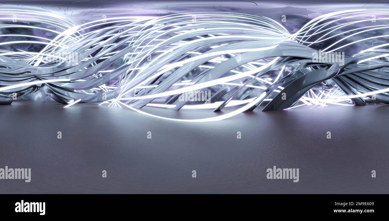 360 degree full panorama environment map of abstract glowing curve ...
