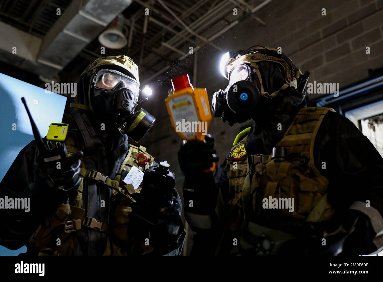 U.S. Marine Corps Lance Cpls. Kiet Nguyen and Drew Koleno, chemical ...