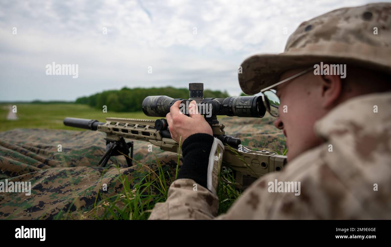 U.S. Marine Corps Lance Cpl. Jake Gill, a field radio operator assigned ...