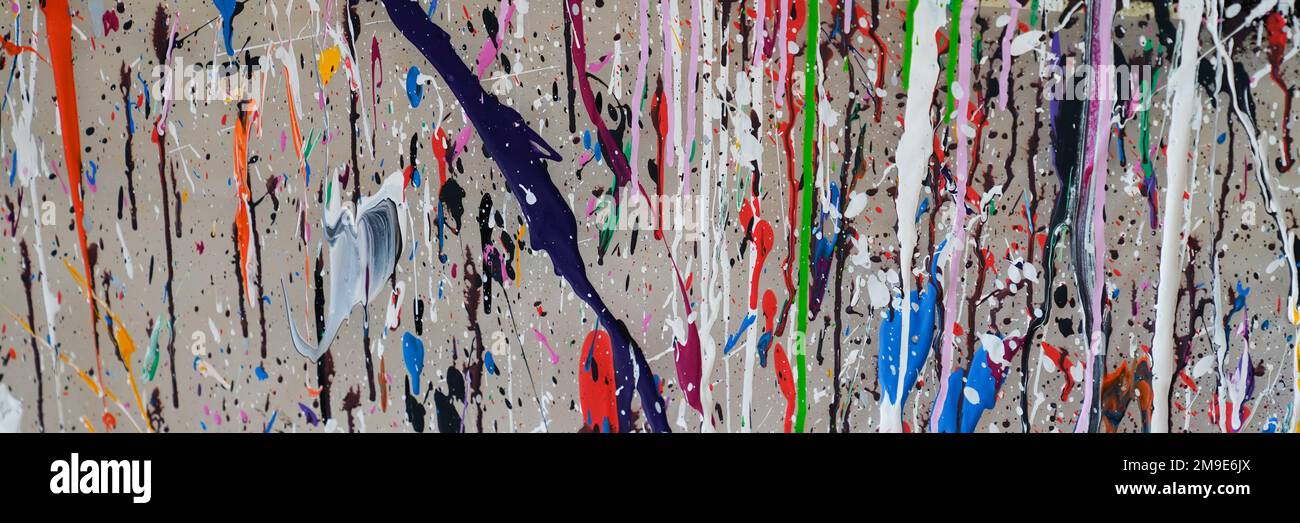 colorful paint dripping color splash background in header panorama web ...