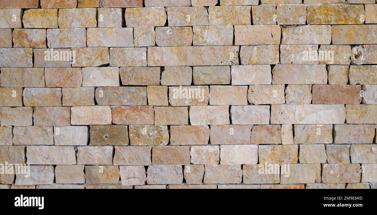 Old square stone grey brown wall of medieval brick horizontal grunge ...