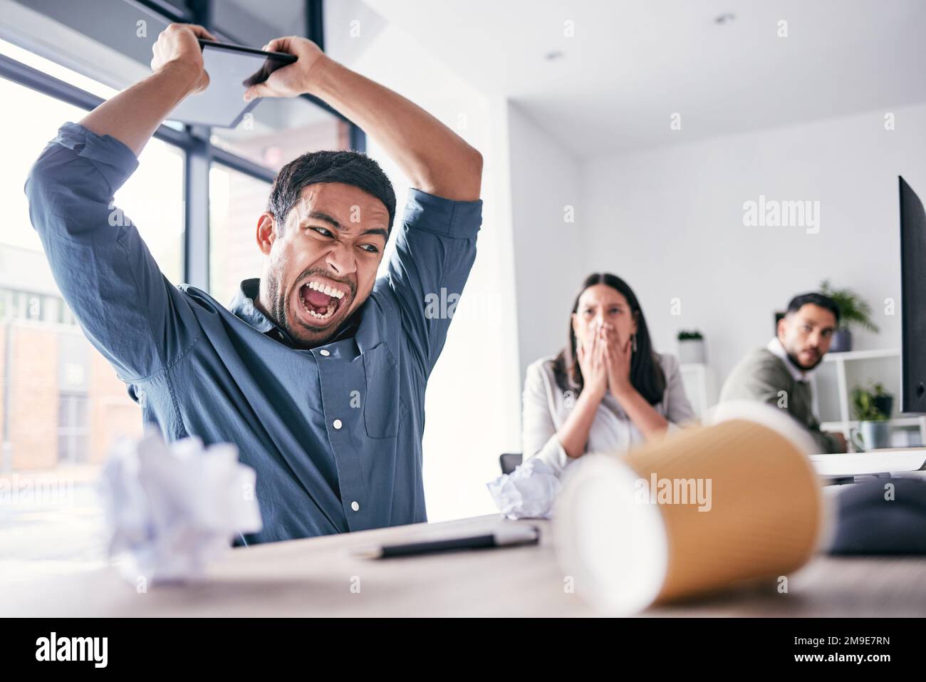 How dare you freeze on me. a handsome young businessman sitting in the ...