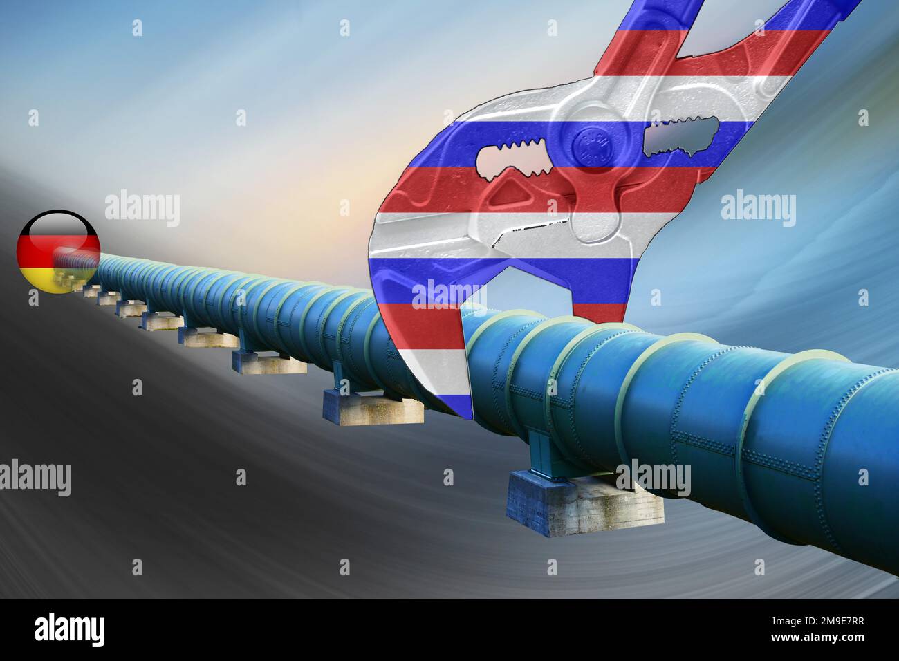 Gas supply, closed pipeline, shortage of fossil fuels, cold winter ...