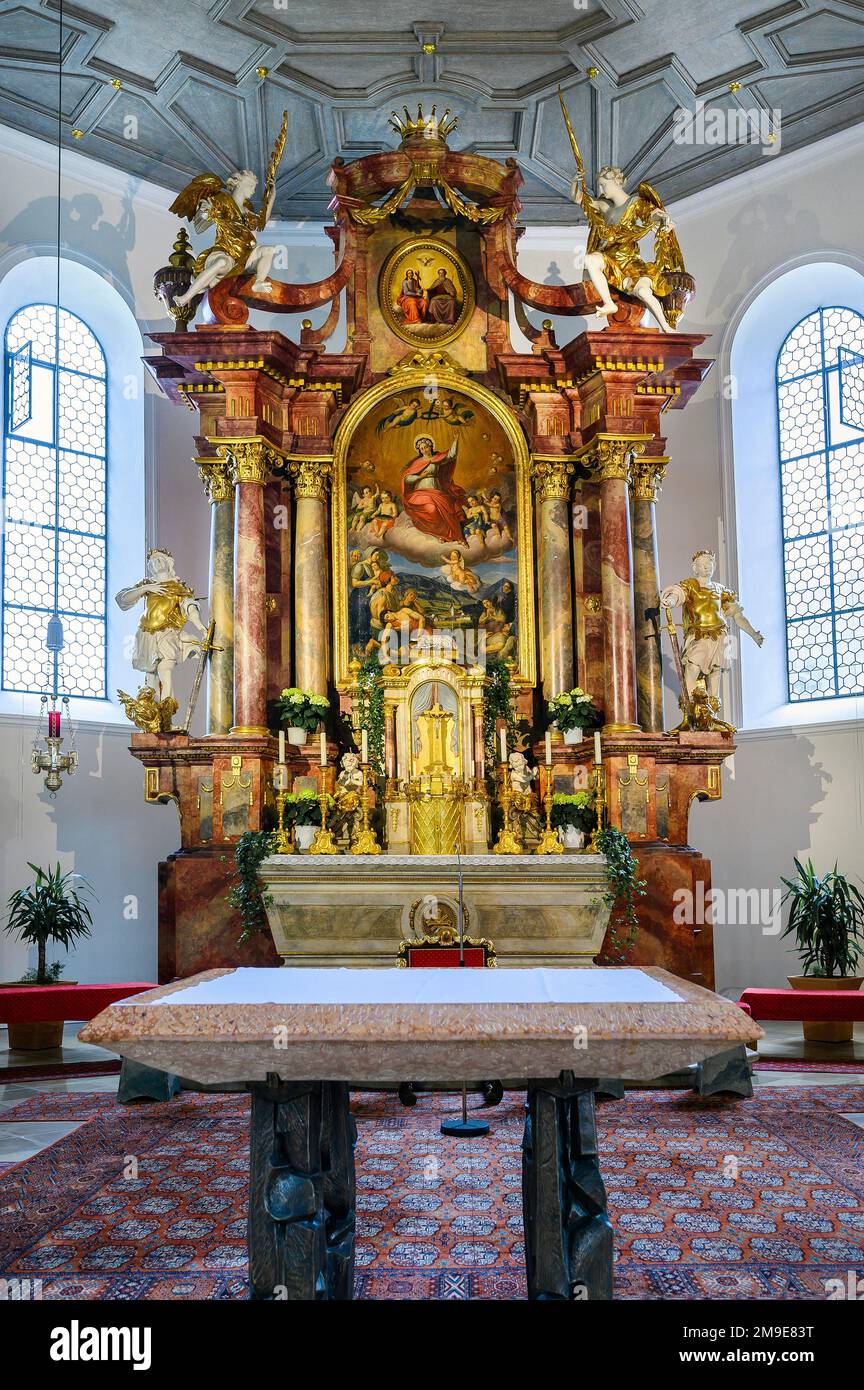 Main altar, St. Verena Parish Church, Fischen, Allgaeu, Bavaria ...