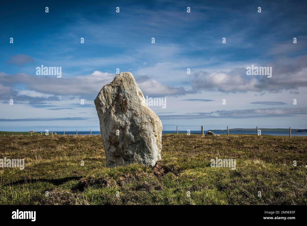 Prehistoric standing stone block, megalith, Uyeasound, Unst, Shetland ...
