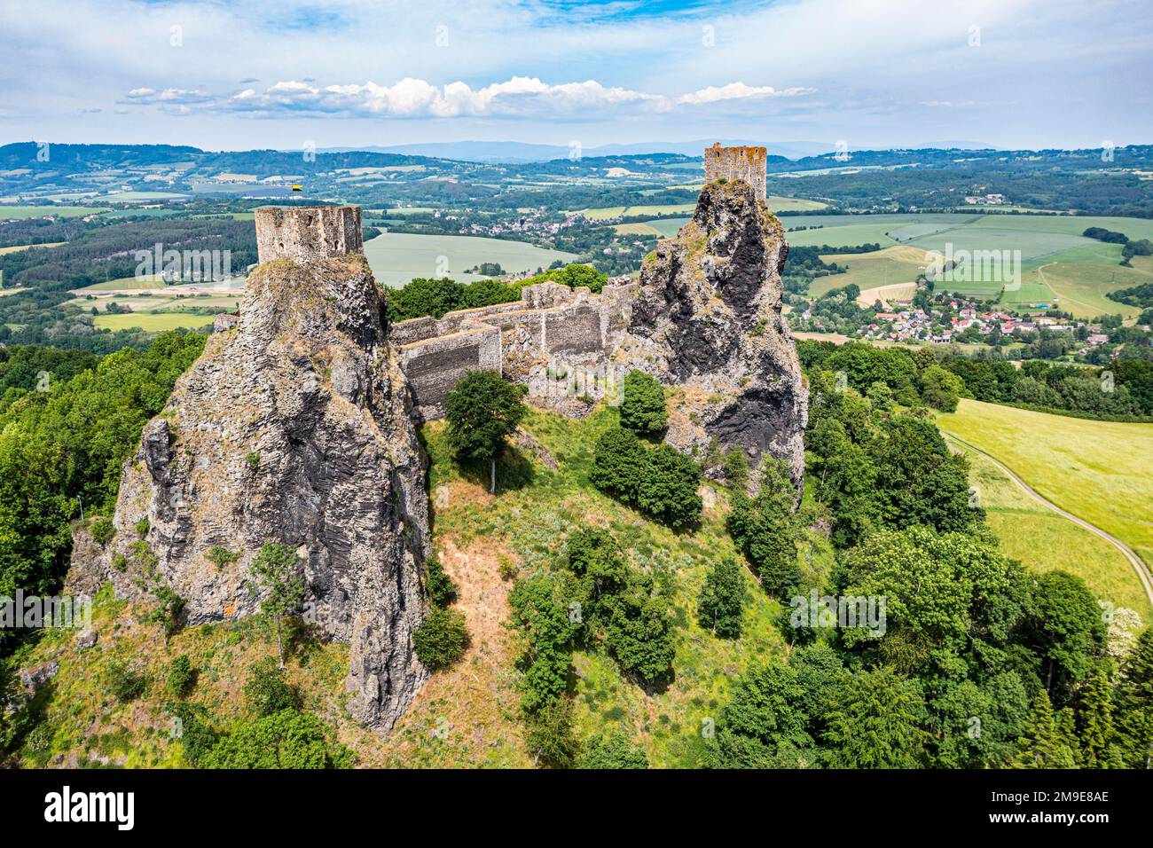 Aerial of Trosky castle, Bohemian paradise, Czech Republic Stock Photo ...
