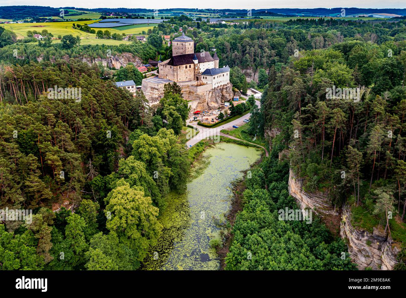 Aerial of Kost castle, Bohemian paradise, Czech Republic Stock Photo ...