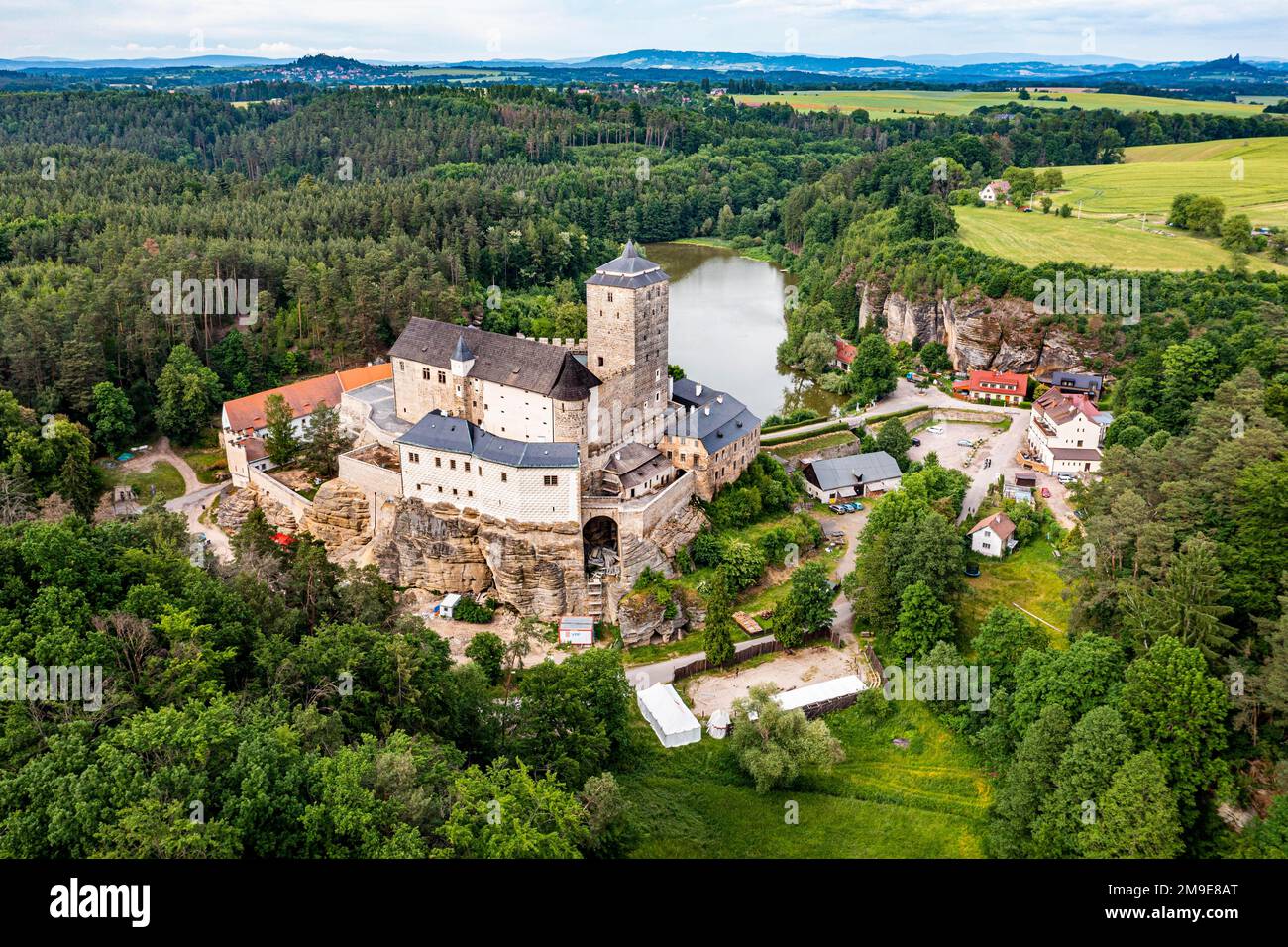 Aerial of Kost castle, Bohemian paradise, Czech Republic Stock Photo ...