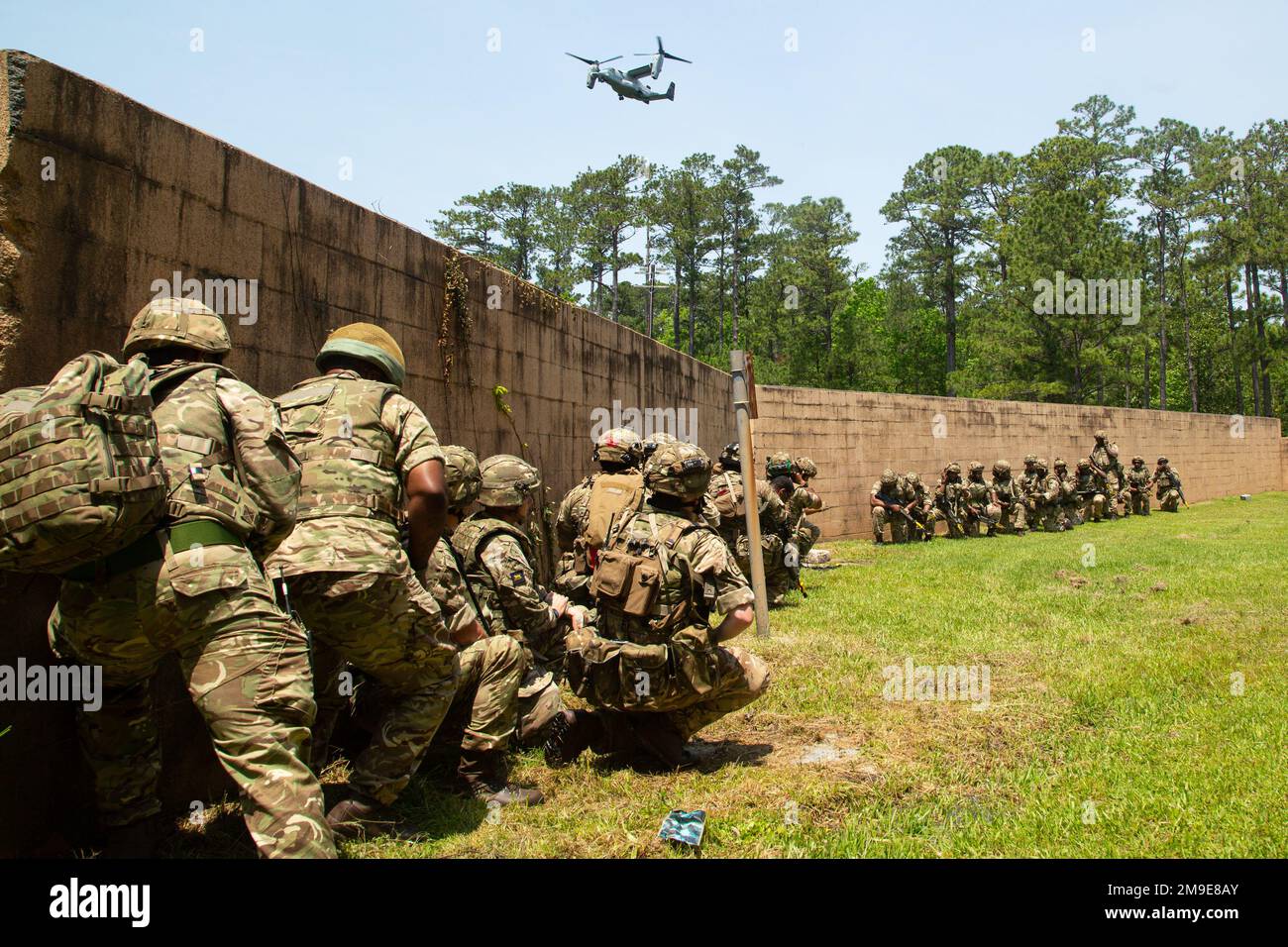 The Royal Bermuda Regiment prepares to board an MV-22B Osprey at the ...