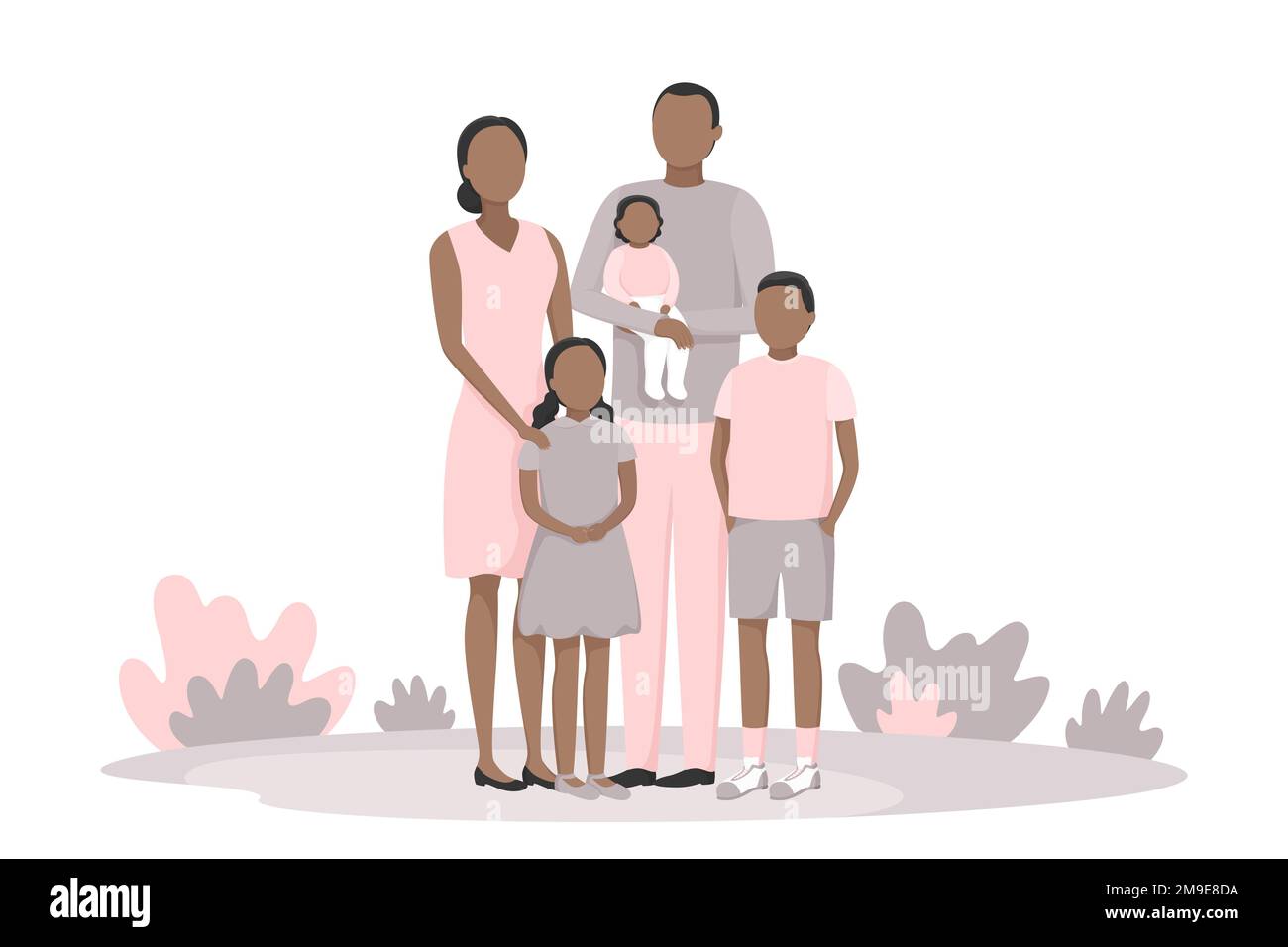 Parents with many children. Large family. Vector illustration Stock ...