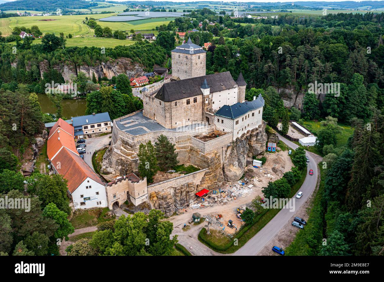 Aerial of Kost castle, Bohemian paradise, Czech Republic Stock Photo ...