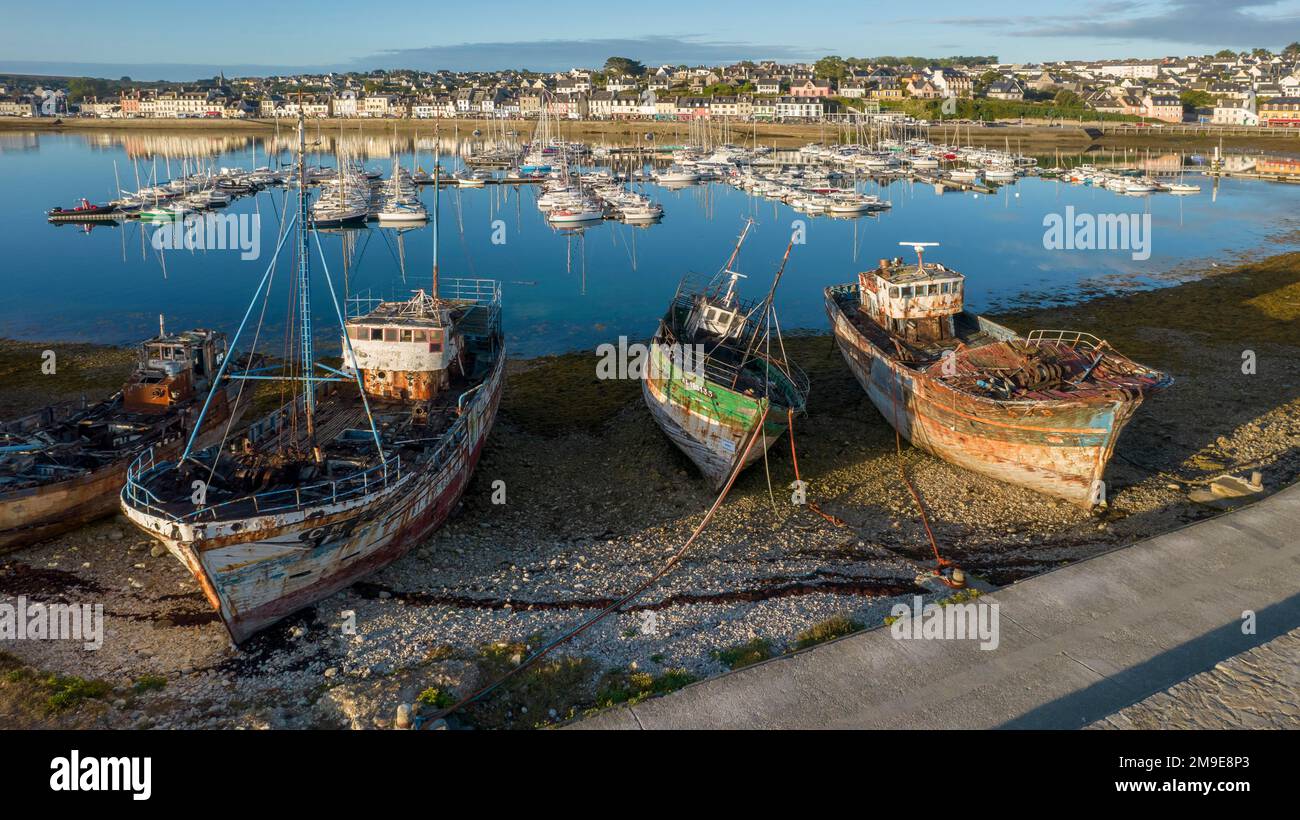 Shipwrecks in Camaret sur Mer harbour in Crozon peninsula, Brittany ...