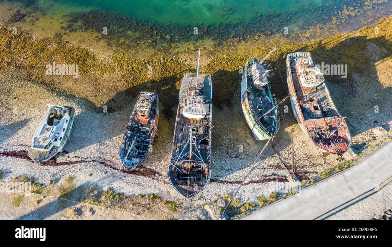 Shipwrecks in Camaret sur Mer harbour in Crozon peninsula, Brittany ...