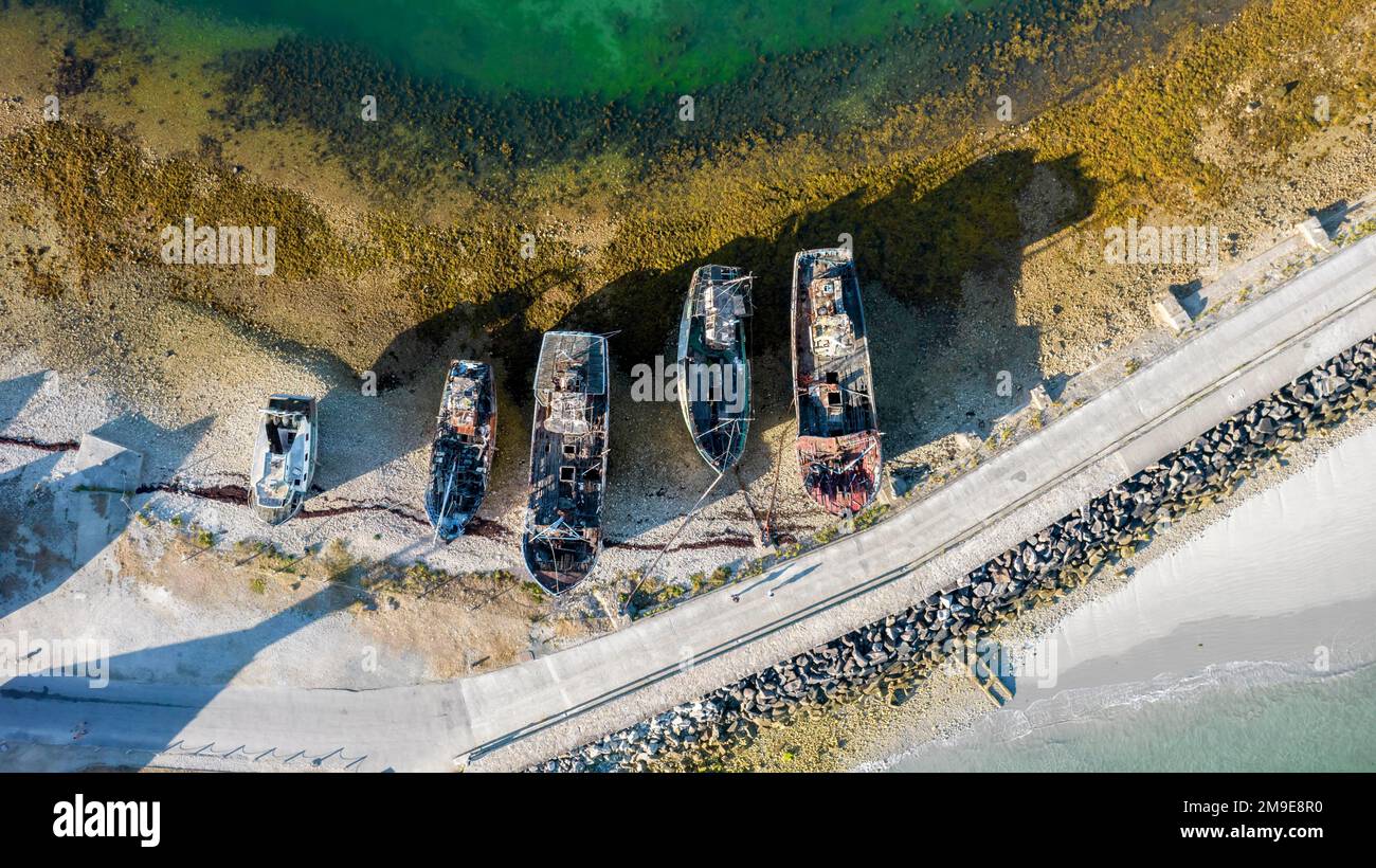 Shipwrecks in Camaret sur Mer harbour in Crozon peninsula, Brittany ...
