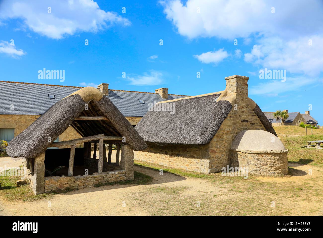 Former village of Meneham with thatched houses, now an open-air museum ...