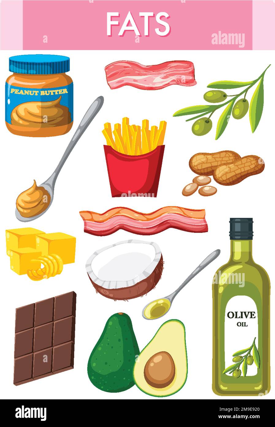 Variety of fat foods illustration Stock Vector Image & Art - Alamy