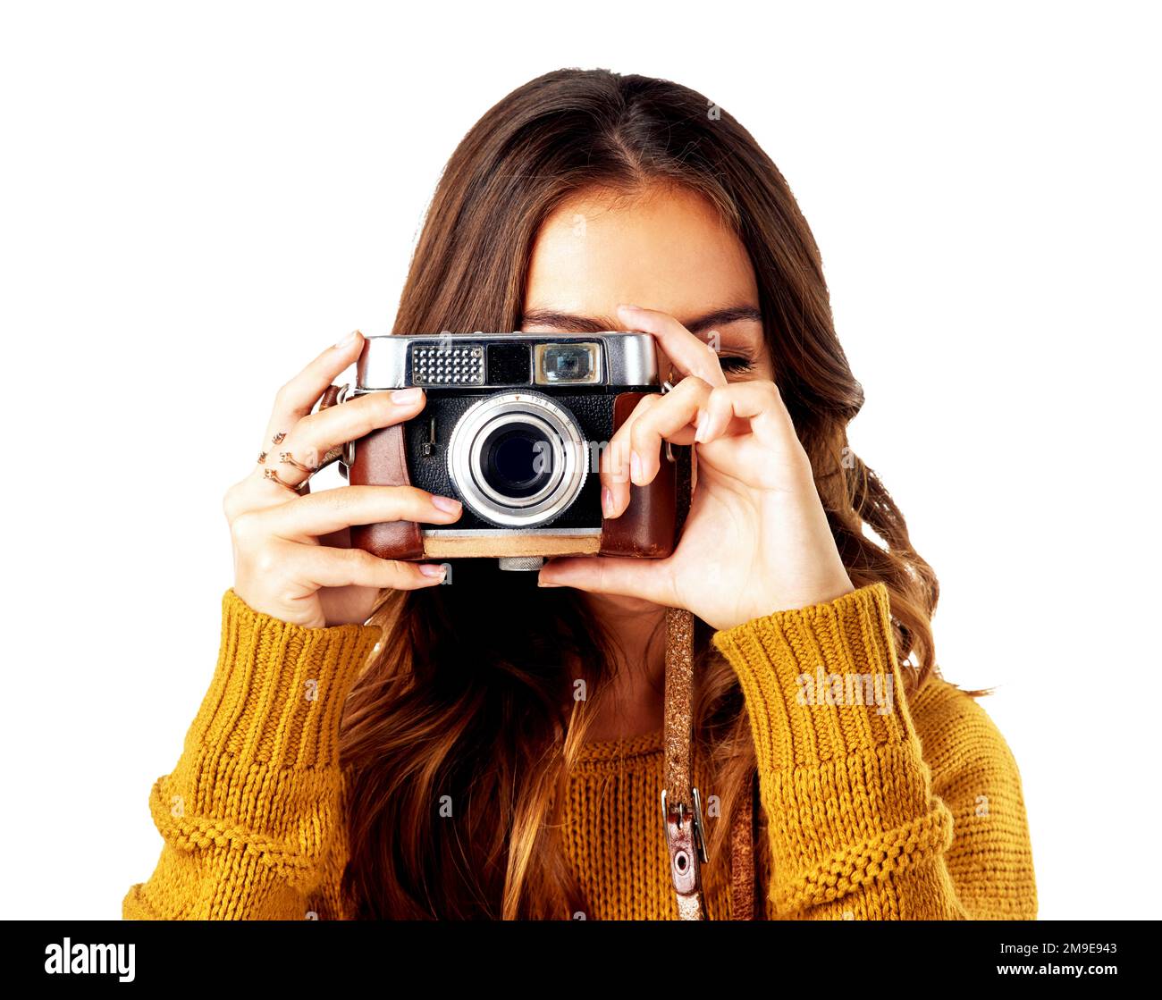 Photography woman, holding camera and studio for creativity, photoshoot ...
