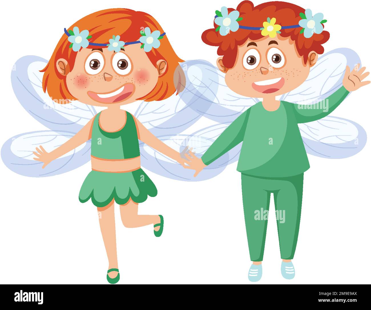 Couple fairy kids cartoon character illustration Stock Vector Image ...