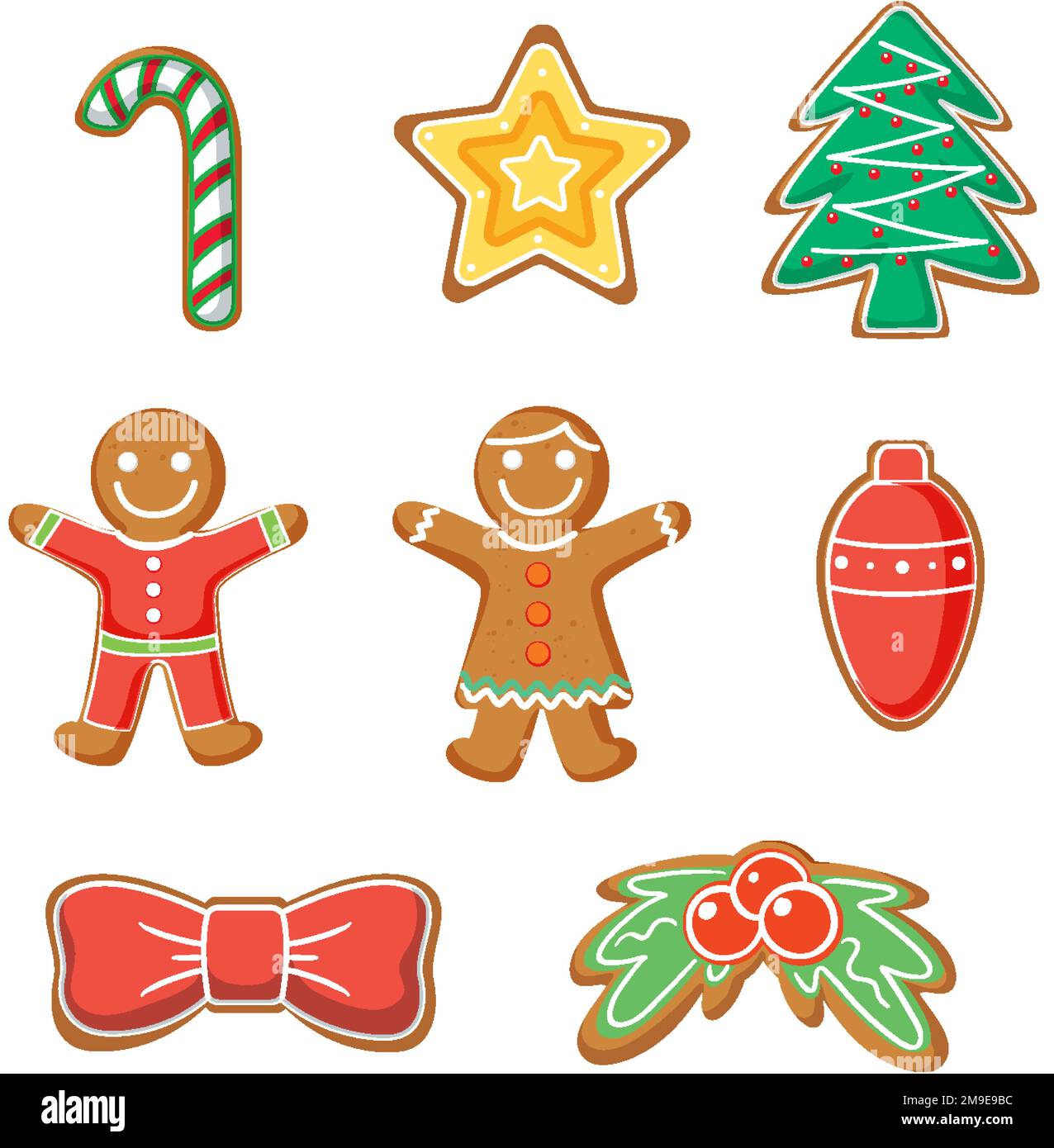 Christmas gingerbread cookies collection illustration Stock Vector ...